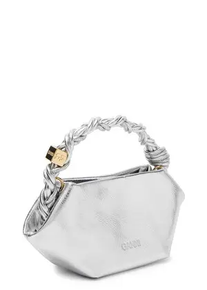 GANNI Metallic Leather Cross-body Bag - Silver
