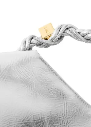 GANNI Metallic Leather Cross-body Bag - Silver