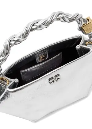 GANNI Metallic Leather Cross-body Bag - Silver