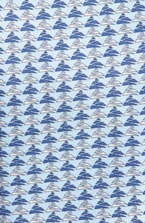 Zegna Mountain Print Silk Tie - Light Blue