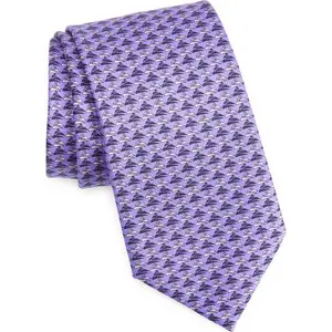 Zegna Mountain Print Silk Neck Tie - Purple