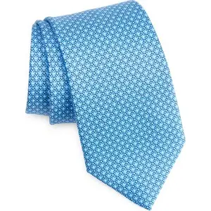Zegna ZEGNA Micro Floral Silk Neck Tie Light Blue