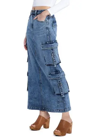 WASH LAB DENIM Cargo Pocket Maxi Skirt