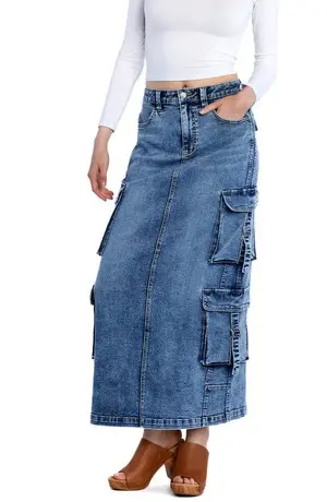 WASH LAB DENIM Cargo Pocket Maxi Skirt