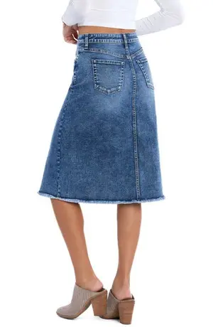 WASH LAB DENIM Double Front Slit Midi Skirt