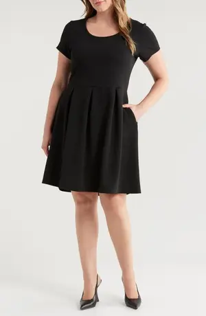 24SEVEN COMFORT APPAREL Scoop Neck Knit Dress - Black