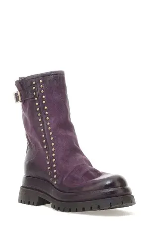 A.S.98 Duke Stud Trim Ankle Boots - Grape