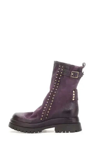 A.S.98 Duke Stud Trim Ankle Boots - Grape