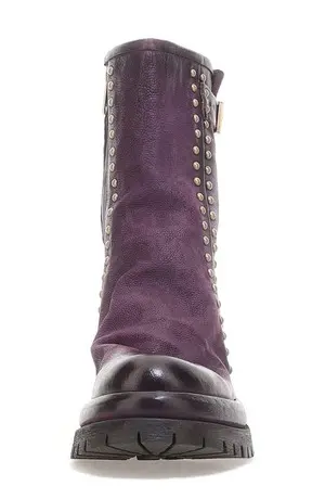 A.S.98 Duke Stud Trim Ankle Boots - Grape