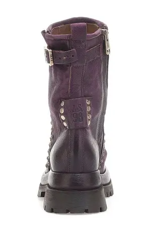 A.S.98 Duke Stud Trim Ankle Boots - Grape