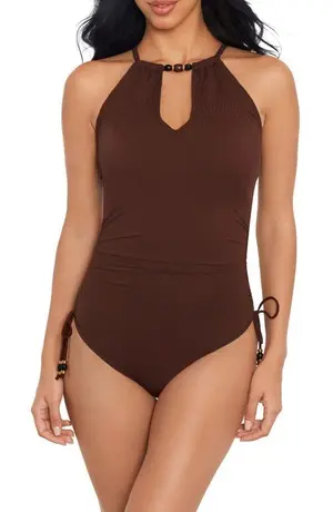 MAGICSUIT® Marley Sachi Ruched Strappy One-piece Swimsuit - Chestnut