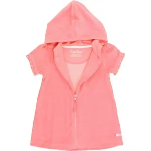RUFFLEBUTTS Terry Cloth Swim Cover-up - Bubblegum Pink