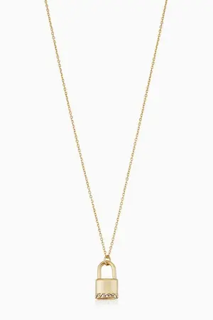ORADINA 14k Lexington Lock Pendant Necklace - Yellow Gold