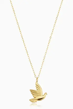 ORADINA 14k Freedom Dove Pendant Necklace - Yellow Gold