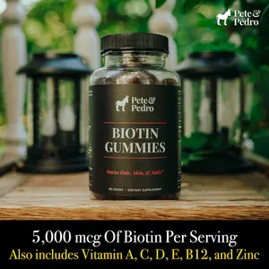 PETE & PEDRO Biotin Gummies Daily Supplement For Hair, Skin, & Nails