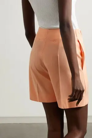 PATOU Wool-blend Twill High-rise Shorts - Peach