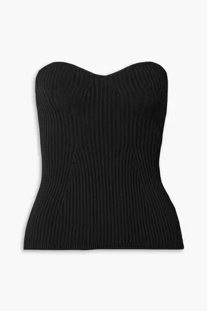 Khaite Lucie Strapless Ribbed-Knit Top - Black