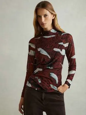 REISS Vanna Printed Top