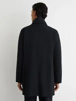 REISS Logan Hybrid Overcoat With Removable Funnel Neck - Navy