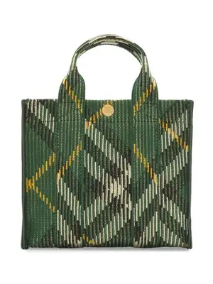 Burberry Check Pattern Knit Tote Bag - Green