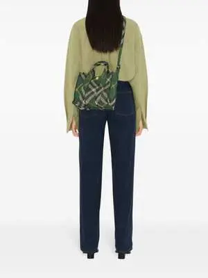 Burberry Check Pattern Knit Tote Bag - Green