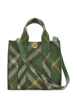 Burberry Check Pattern Knit Tote Bag - Green