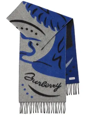 Burberry Mirrored Horse Cashmere Scarf - Blue