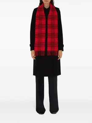 Burberry Checked Cashmere Scarf - Red