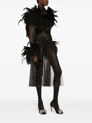 Dolce & Gabbana Feather-trim Rhinestone Embellished Dress