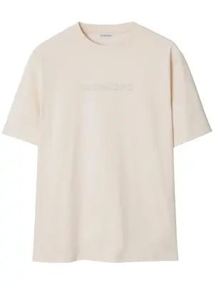 Burberry Logo-embroidered T-shirt - Neutrals