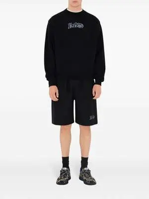 Burberry Flocked-logo Cotton-blend Shorts - Black