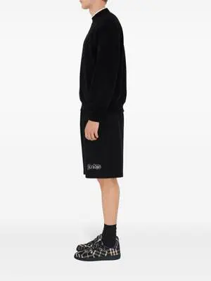 Burberry Flocked-logo Cotton-blend Shorts - Black