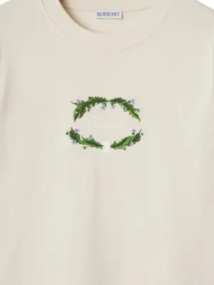 Burberry Logo-embroidered Cotton T-shirt - Neutrals