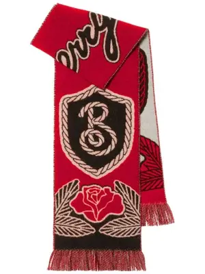 Burberry B Shield Jacquard Scarf - Red