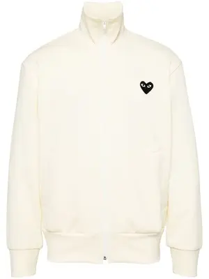 Play Comme Des Garcon Heart-print Jersey Track Jacket - Neutrals