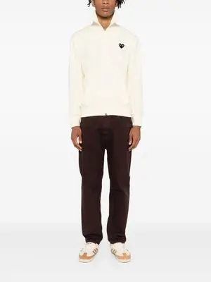 Play Comme Des Garcon Heart-print Jersey Track Jacket - Neutrals