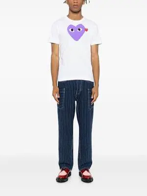 Play Comme Des Garcon Signature Heart Motif T-shirt - White