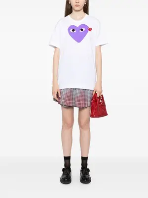 Play Comme Des Garcon Signature Heart Motif T-shirt - White
