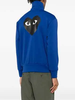 Play Comme Des Garcon Heart-print Jersey Track Jacket - Blue