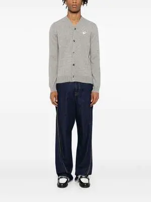 Play Comme Des Garcon Heart-motif Wool Cardigan - Grey