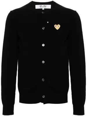 Play Comme Des Garcon Heart-patch Wool Cardigan - Black