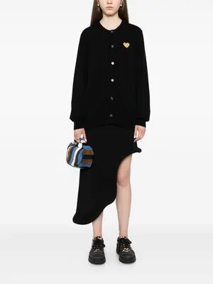 Play Comme Des Garcon Heart-patch Wool Cardigan - Black