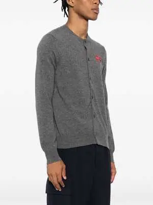 Play Comme Des Garcon Heart-patch Wool Cardigan