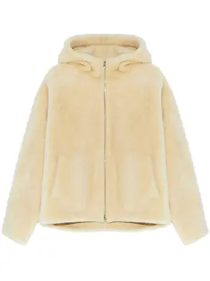 YVES SALOMON Hooded Shearling Jacket - Neutrals