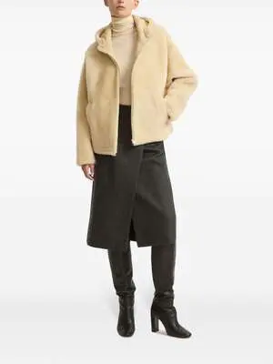 YVES SALOMON Hooded Shearling Jacket - Neutrals