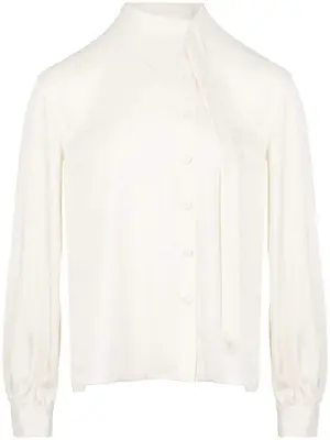 Ports 1961 Scarf-detail Long-sleeve Shirt - White