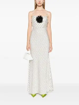 SELF-PORTRAIT Polka-dot Satin Maxi Dress