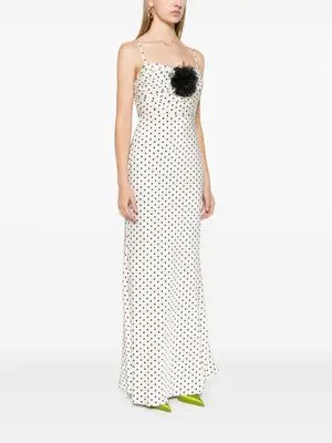 SELF-PORTRAIT Polka-dot Satin Maxi Dress