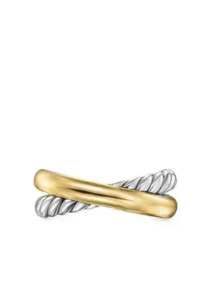 David Yurman 14kt Yellow Gold Crossover Ring - Silver