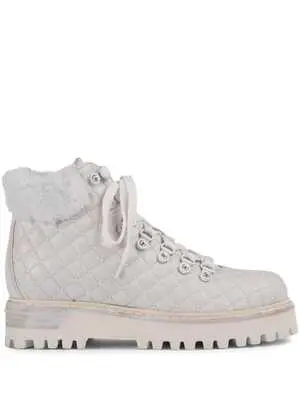 LE SILLA St. Moritz 40mm Quilted Combat Boots - White